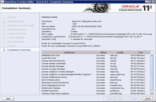 Create Database Schemas With Repository Creation Utility
