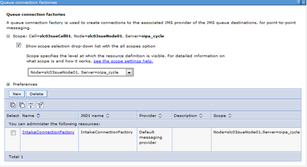 JMS Setup For Data Intake WebSphere Configuration