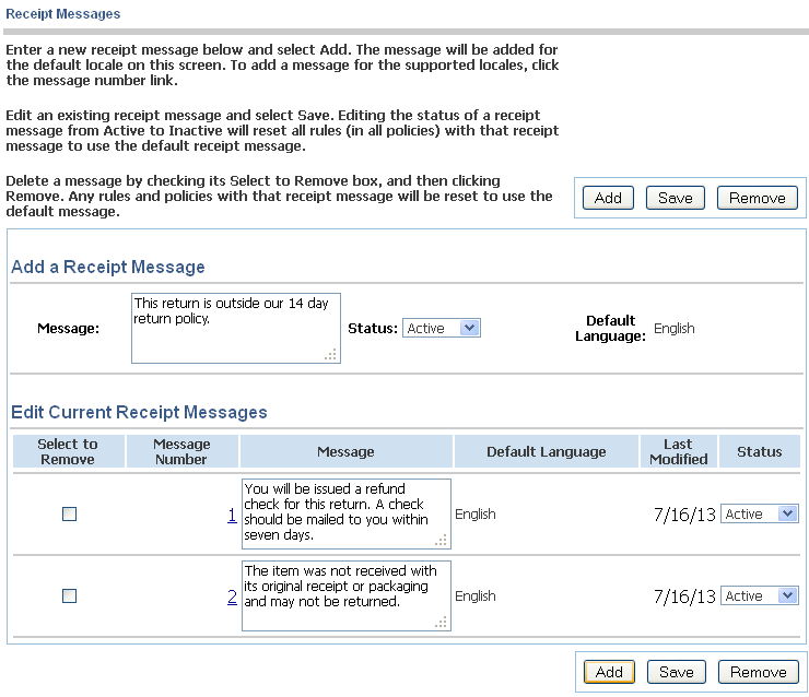 Configuring Return Policies