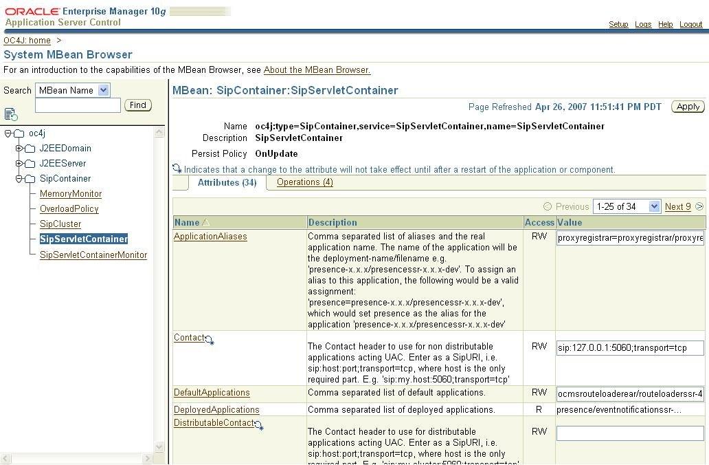 Configuring the SIP Server MBeans
