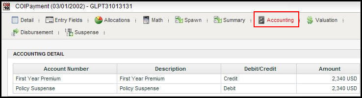 View Accounting in OIPA