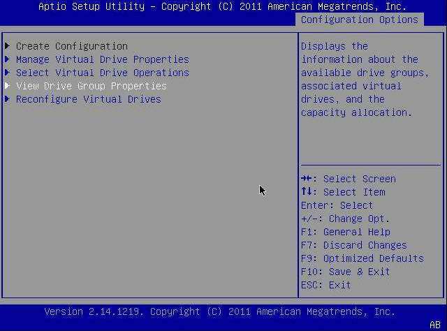Using The Configuration Options Menu To Create A Bootable Logical Drive
