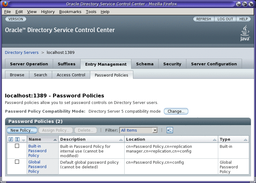 Directory Server Enterprise Edition Password Policy Oracle Fusion