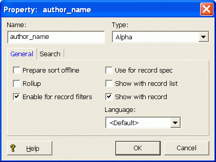 Enabling properties for use in record filters