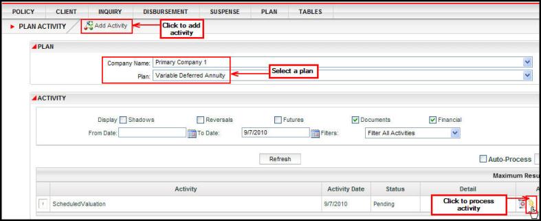 Plan Level Activities