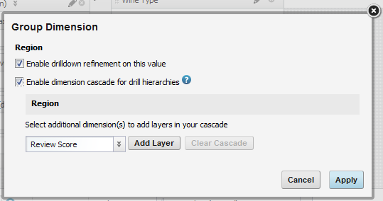 Configuring group or series dimensions