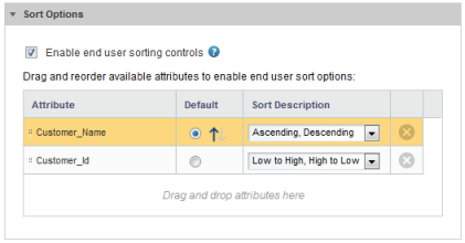 Configuring the sort options for the set of locations