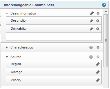 Creating and configuring column sets for a record list table