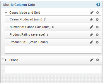 Adding column sets to an aggregated table