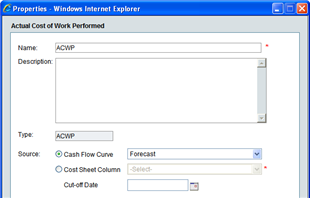 Define earned value settings
