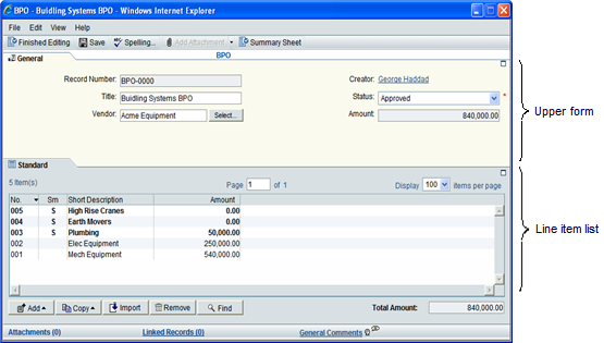 Starting a Detail Form