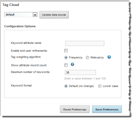 Configuring a Tag Cloud component
