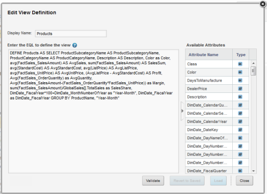 Editing the view definition