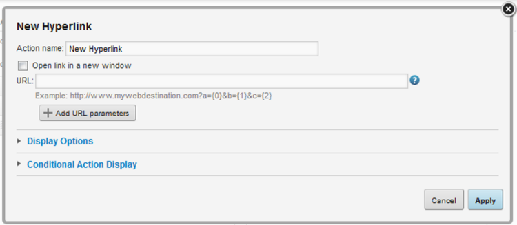 Configuring A Hyperlink Action Column 