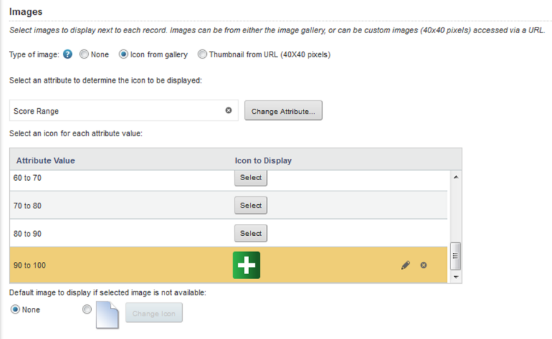 Configuring the images to display next to each Results List record