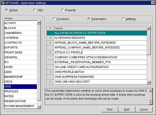 OWS Group Application Parameters