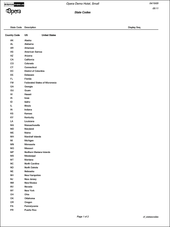 Configuration - State Codes (cf_statescodes with GENREPPAR.FMX)