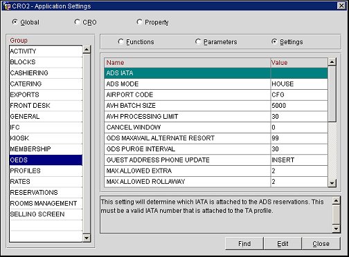 OEDS Group Application Settings