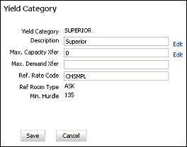ORMS Configuration Yield Category