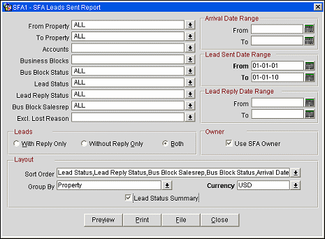 SFA Leads Sent Report (REP_SFA_LEADS.REP with REP_SFA_LEADS.FMX)