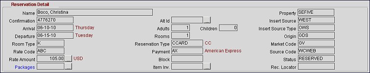Understanding the Reservation Detail Area of the Reservations Screen