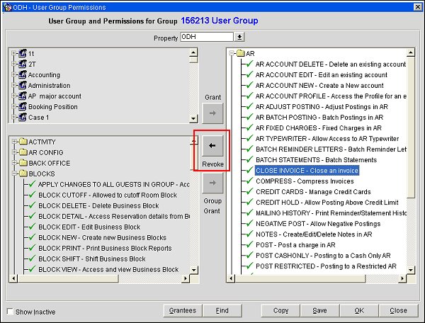 User Group Permissions