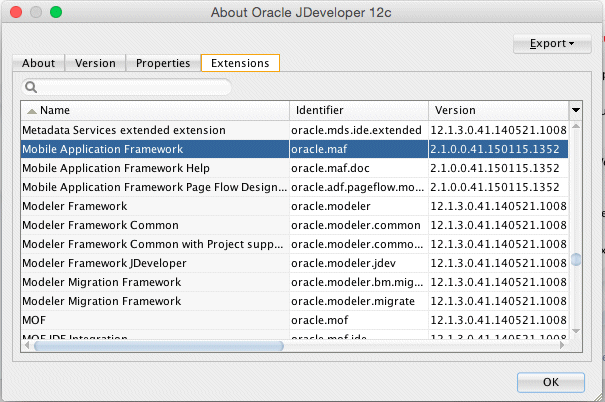 Oracle JDeveloper 12c (12.1.3) チュートリアル - Mobile Application Frameworkの設定