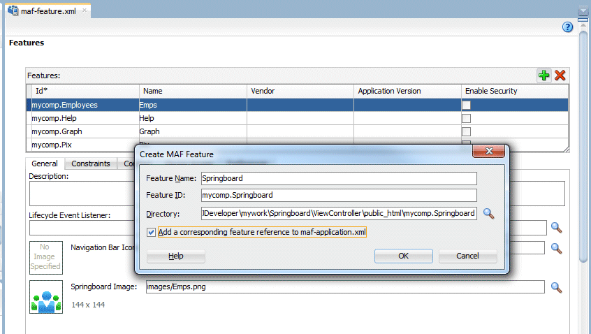 Oracle JDeveloper 12c（12.1.3）チュートリアル - MAFアプリケーションのカスタム・スプリングボードの開発