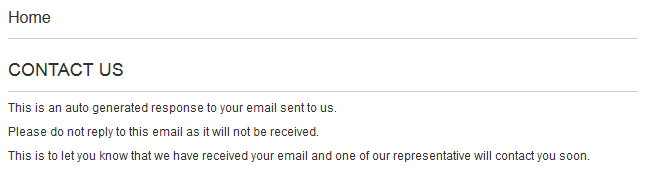Contact Us Auto Response Email Template
