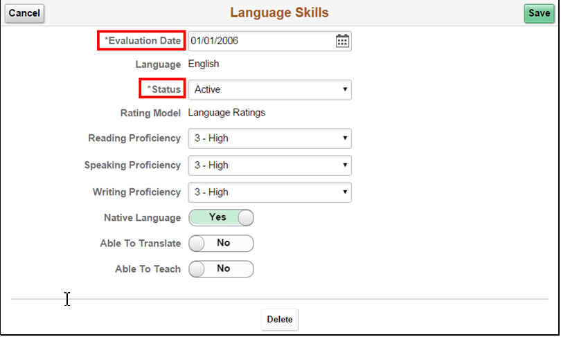 Required Fields