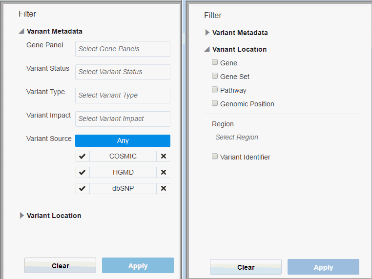 Filtering Variants and Starting Reports
