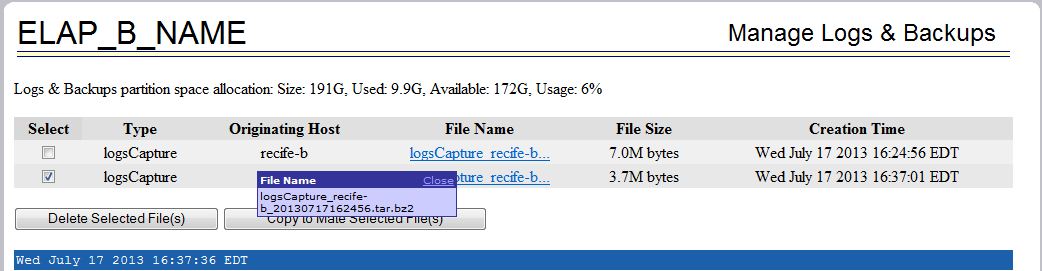 Saving Logs Using the ELAP GUI