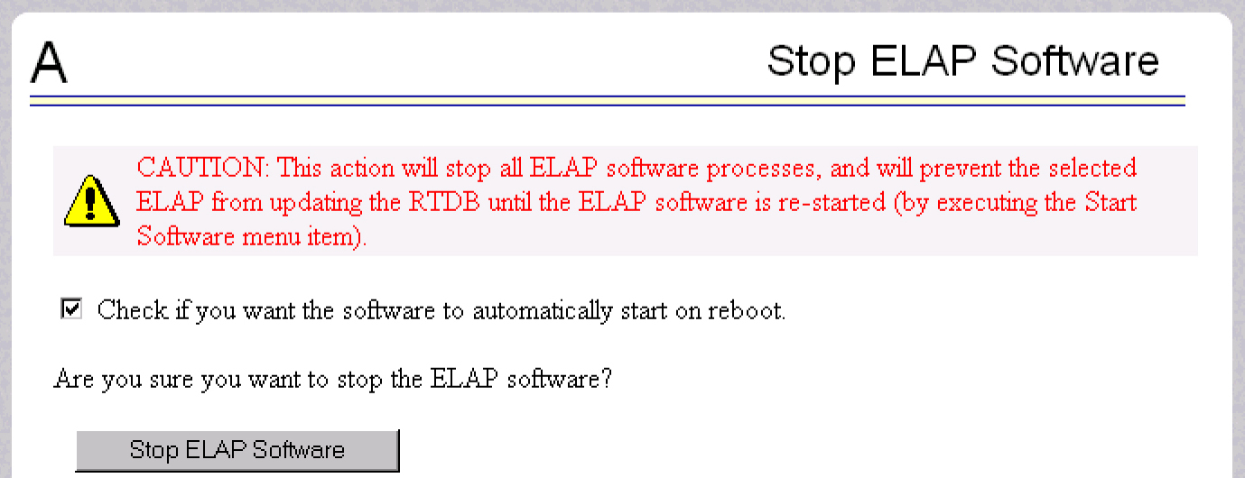 Restarting the ELAP Software