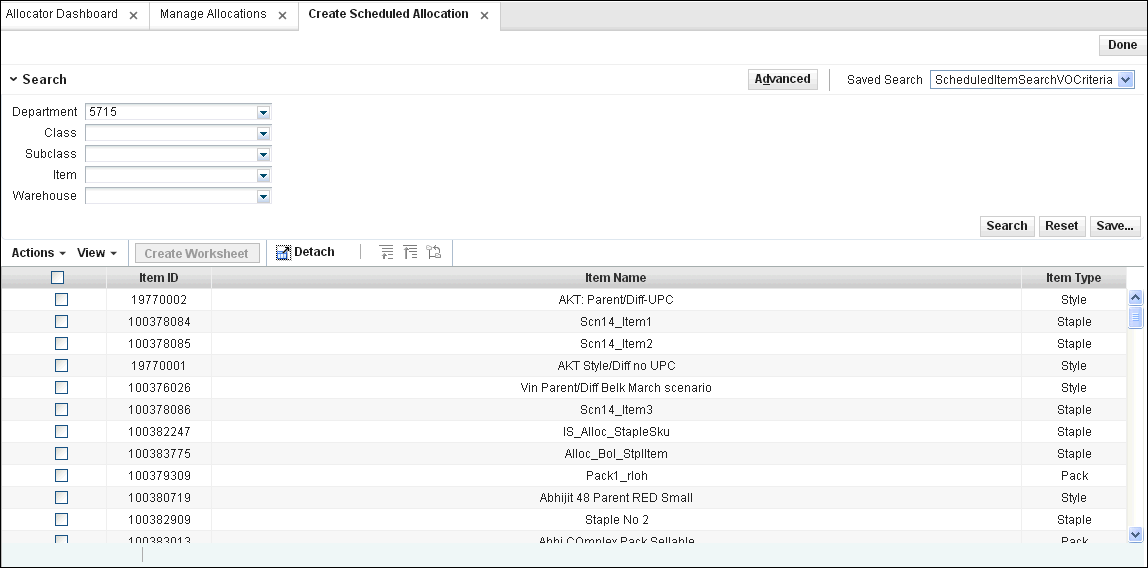 Creating Scheduled Allocations