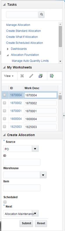 Understanding the Allocation User Interface