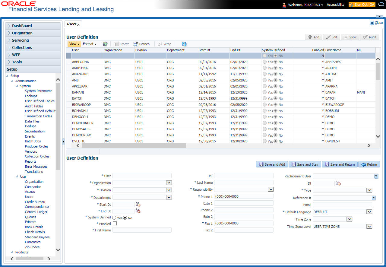 3. Administration User