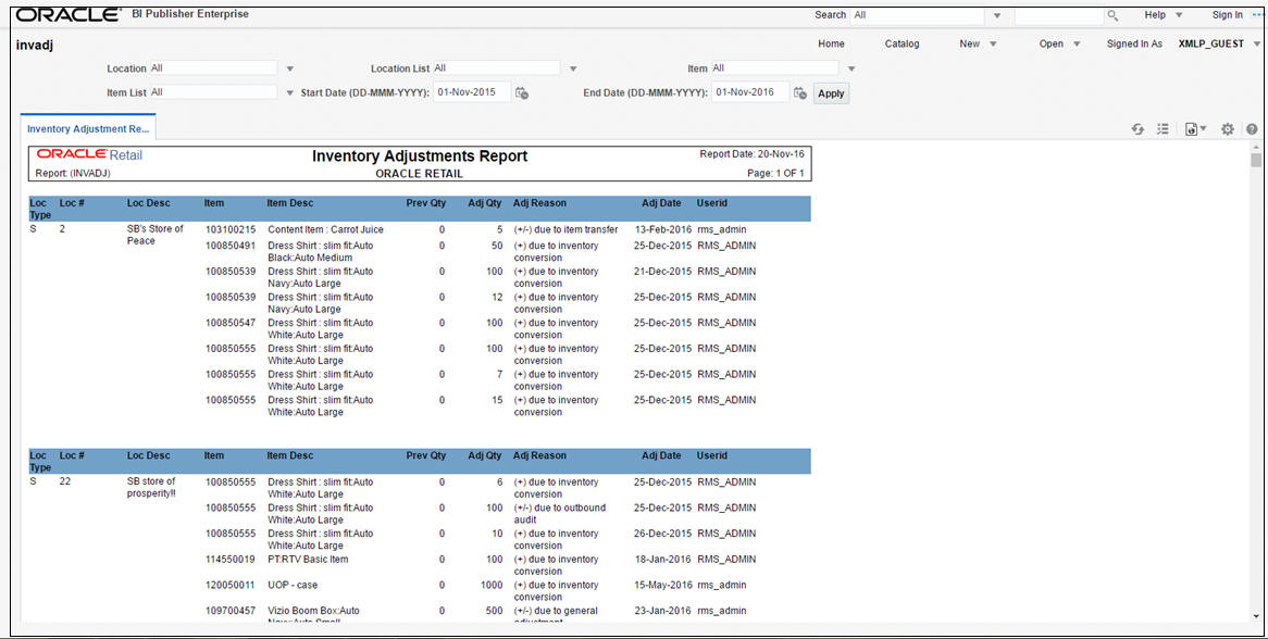 RMS BI Publisher Reports