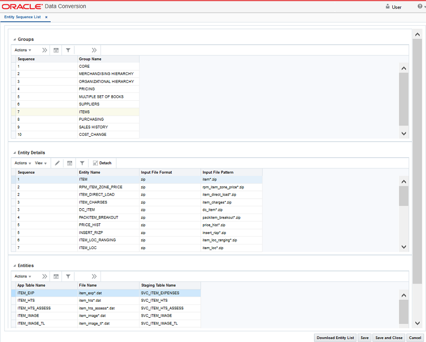 Appendix: Entity Sequence List