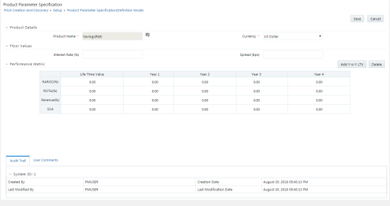 Defining a Product Parameter