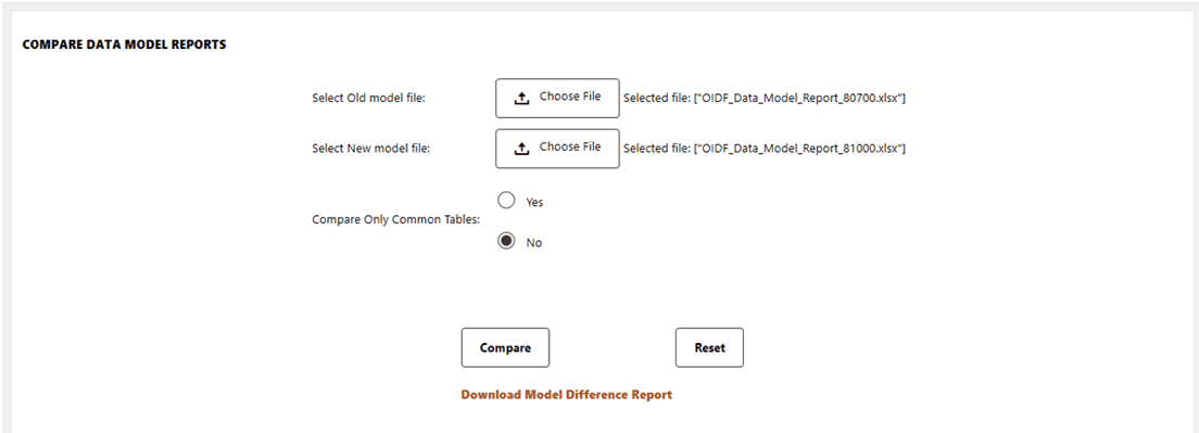 38Compare Data Model Reports and Generate Data Model Difference Report