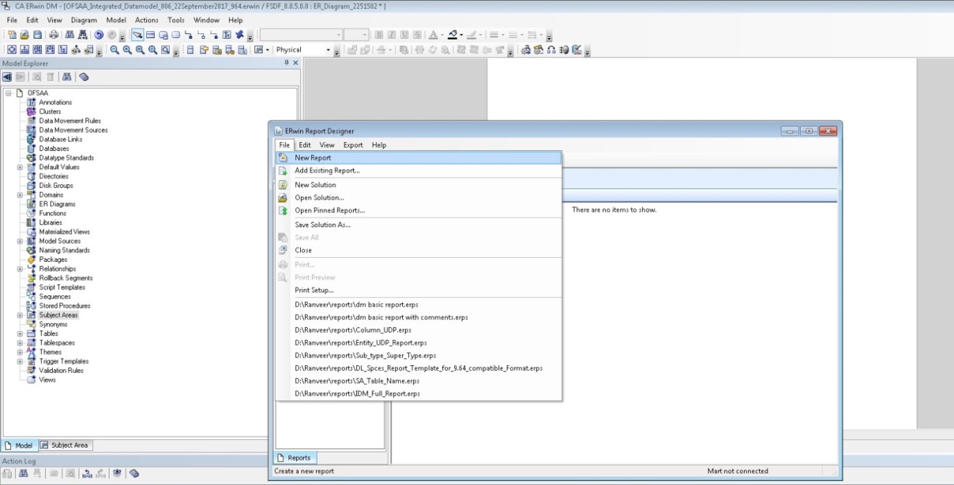 Creating Data Model Report from erwin