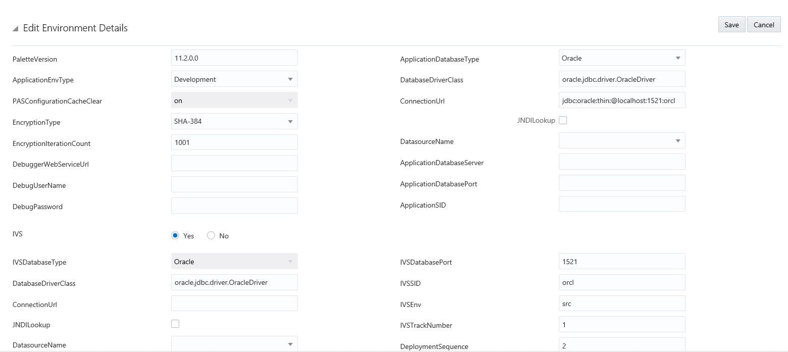 Edit Environment Options