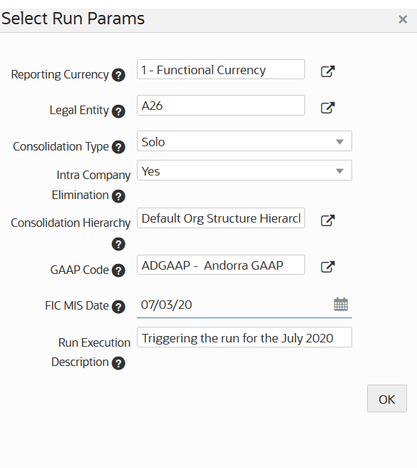 6 Executing Run through Process Modelling Framework in OFS AGILE RP EBA