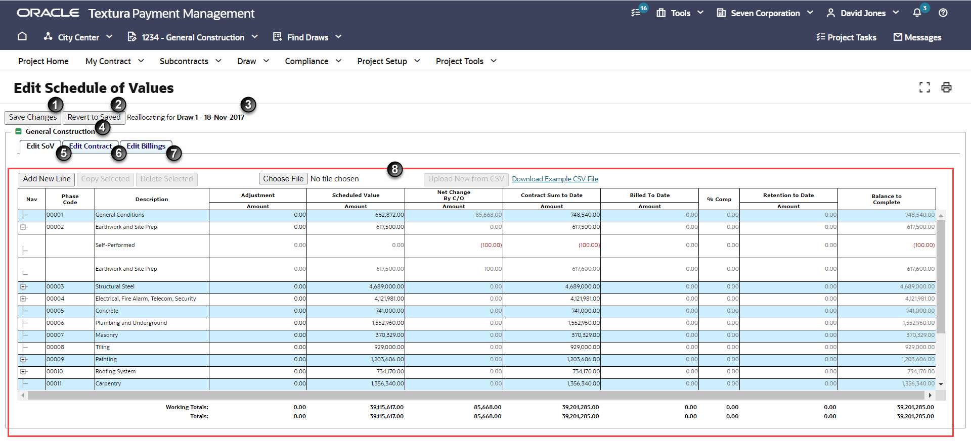 Working With The Schedule Of Values Page
