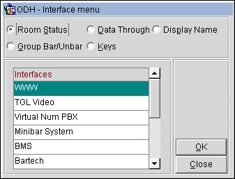 Interface Menu Room Status Option Button