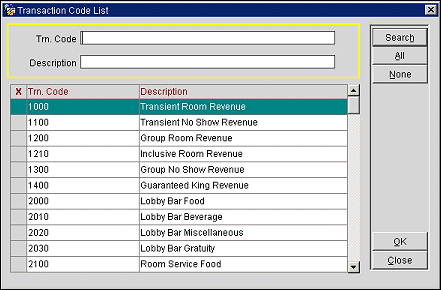 Multiple Selection Screen