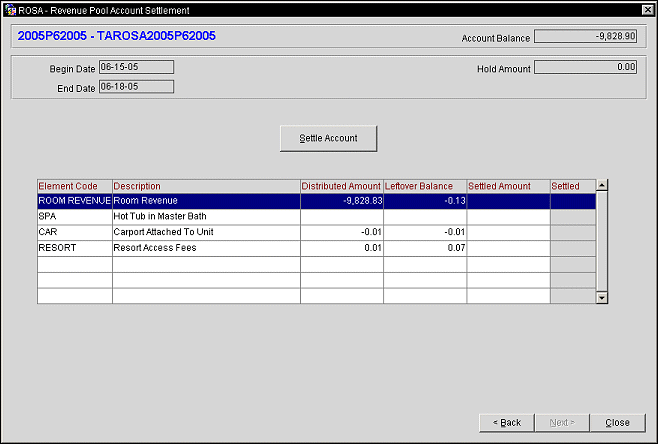 Revenue Pool Settlement Summary