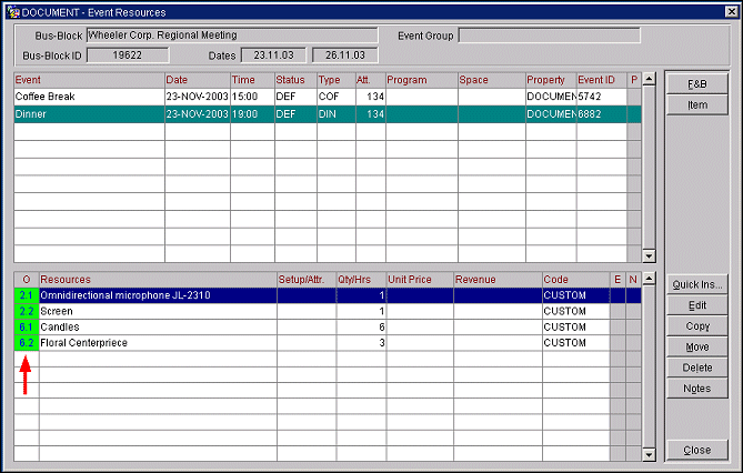 Update Event Item Order By