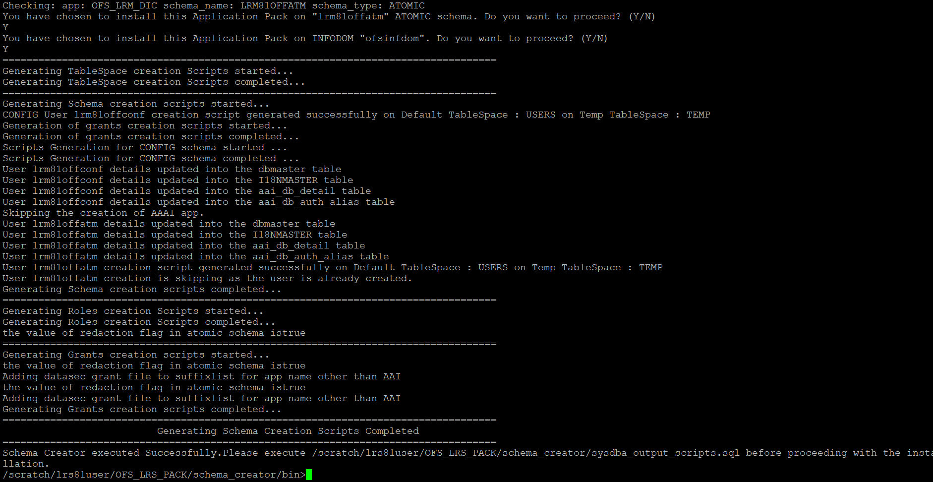 Execute the Schema Creator Utility in Offline Mode