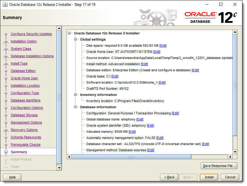 Installing Oracle Database 12c